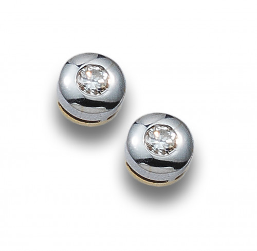 PENDIENTES DORMILONAS DE DIAMANTES, EN ORO BICOLOR
