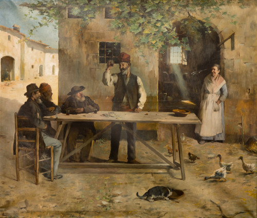 LUIS GRANER ARRUFI, Escena de taberna con personajes populares, Óleo ...