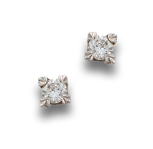 PENDIENTES DORMILONAS ANTIGUAS DE DIAMANTES, EN PLATINO