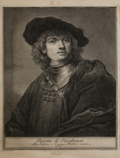 JOHANN GOTTFRIED SEUTTER, Retrato de Rembrant, Grabado al aguafuerte