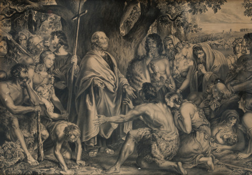 ANÓNIMO S. XIX, San Pablo predicando al antiguo pueblo britano ...