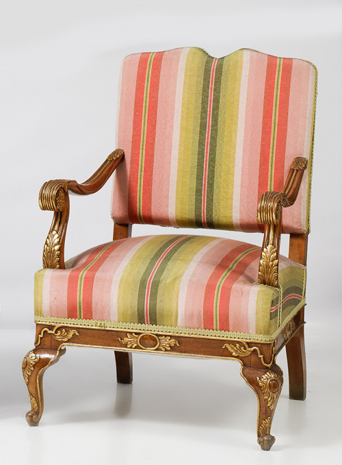 Butaca tapicería rayas,