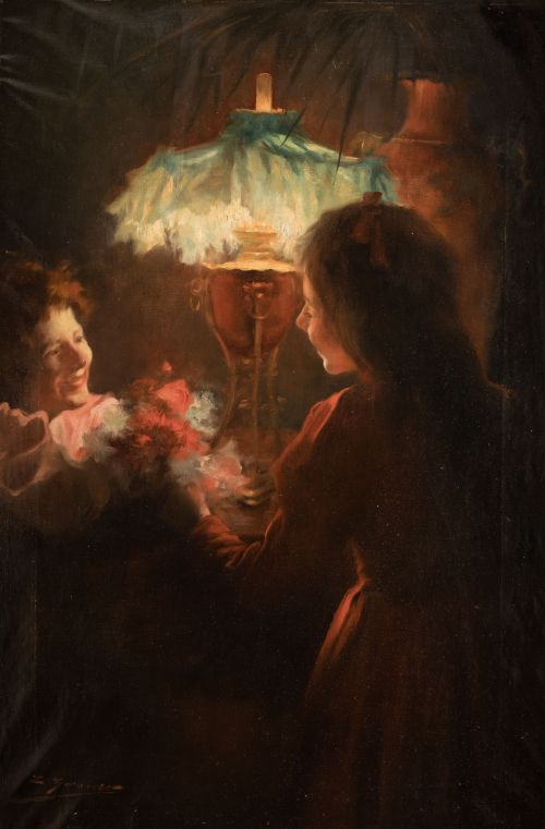 LUIS GRANER ARRUFI, LUIS GRANER ARRUFI Barcelona (1836) / (1929) Girls arranging flowers,