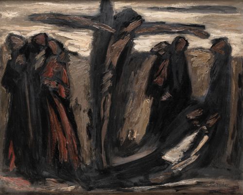 MAURICE ROCHER, Crucifixión, 1964, Óleo sobre lienzo