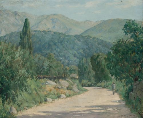 PEDRO SERRA FARNÉS, Pesonaje en camino, Óleo sobre lienzo