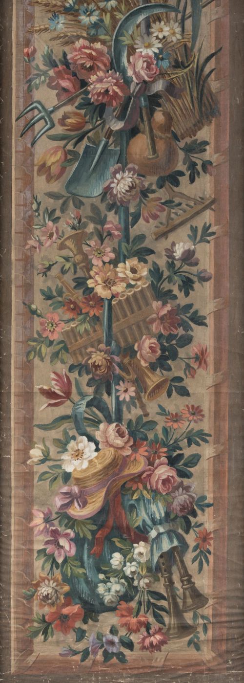 Set of two cartoons for 19th-20th century tapestries depicting floral ...