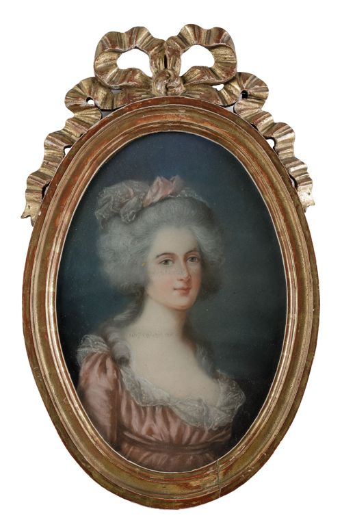 ESCUELA FRANCESA, "Retratos de damas", Pareja de pasteles sobre papel