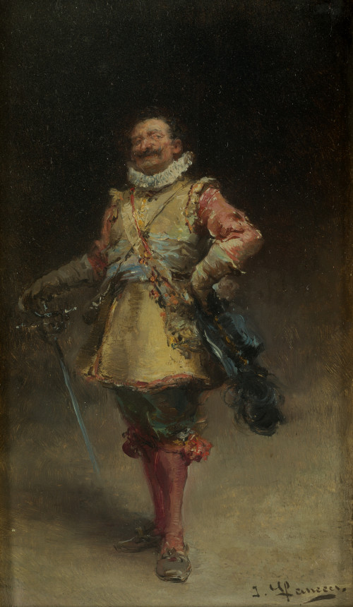 JOSE LLANECES, Espadachin, Óleo sobre tabla