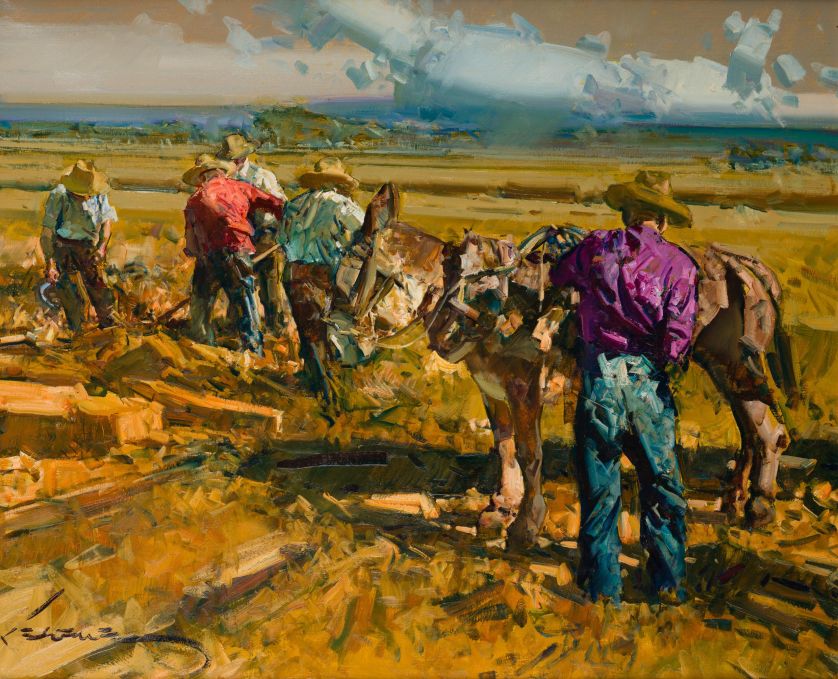 EUSTAQUIO SEGRELLES, Segadores, 2009, Óleo sobre lienzo.