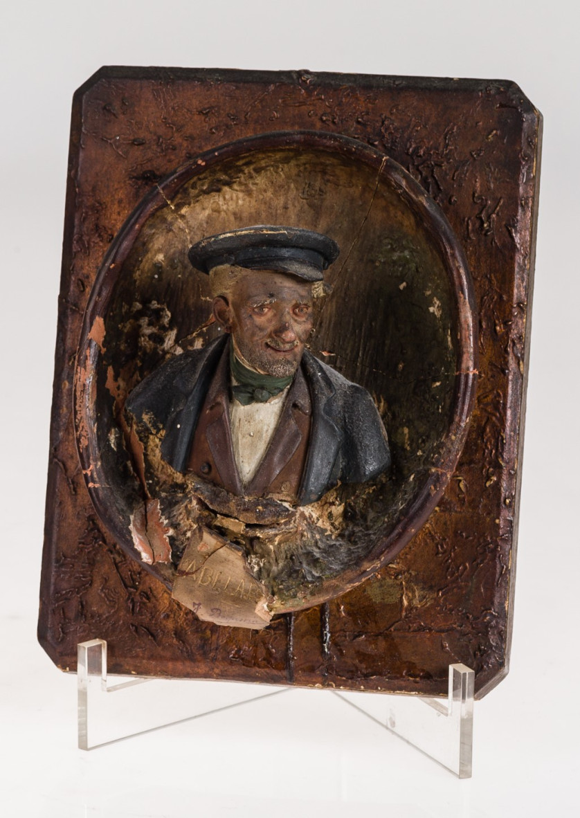 Busto masculino de barro policromado, posiblemente escuela granadina, S ...