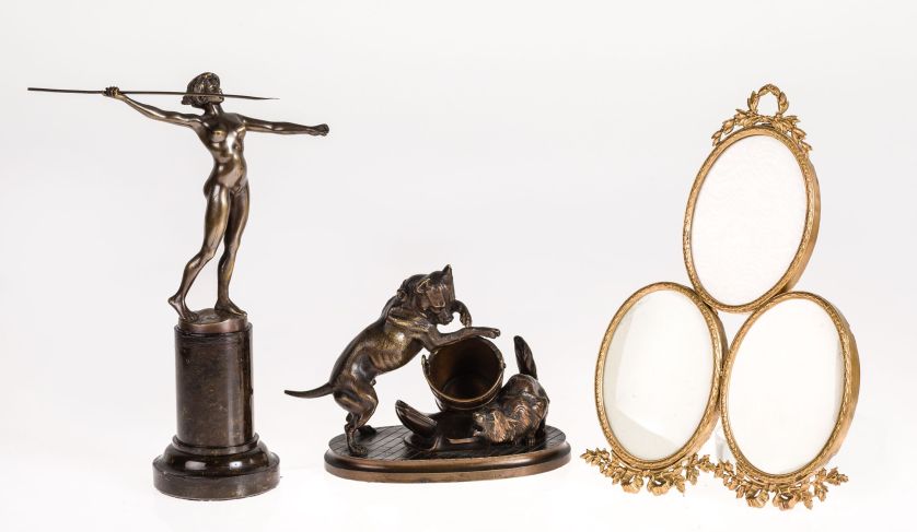 RUDOLF KUCHLER, Gimnasta con jabalina, Bronce patinado